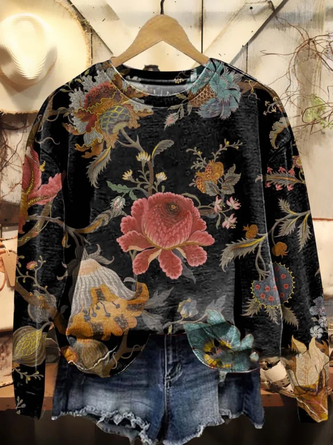 Women's Floral Spring Crew Neck Sweatshirt | anniecloth