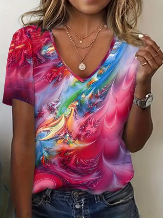 Women's Abstract Print Casual Short Sleeve T-Shirt | anniecloth