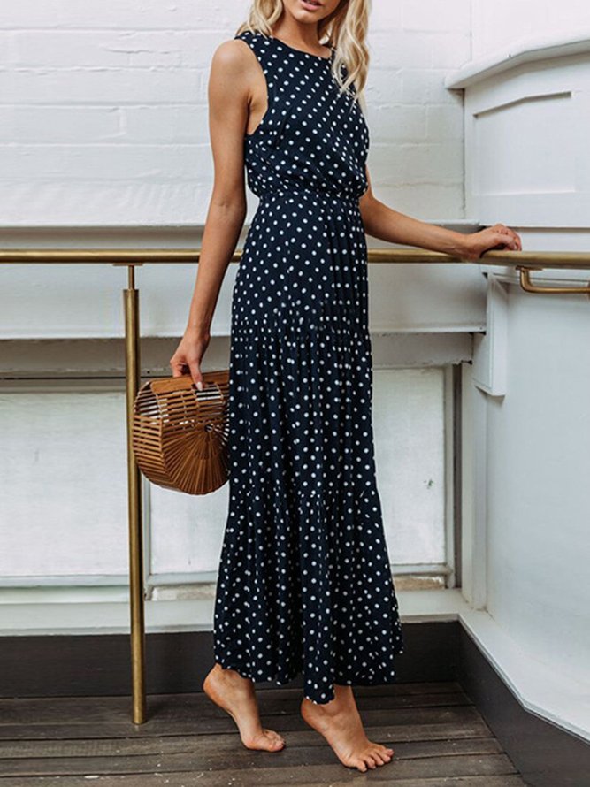 Crew Neck Women Summer Dresses Blouson Beach Casual Dresses | anniecloth